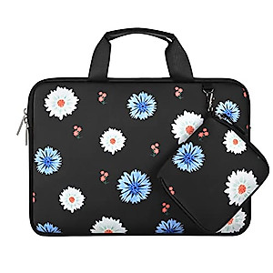 MOSISO Laptop Sleeve Compatible with MacBook Air/Pro, 13-13.3 inch Notebook,Compatible with MacBook Pro 14 inch 2023-2021 A2779 M2 A2442 M1, Calliopsis Flower Neoprene Bag with Handle&Small Case,Black
