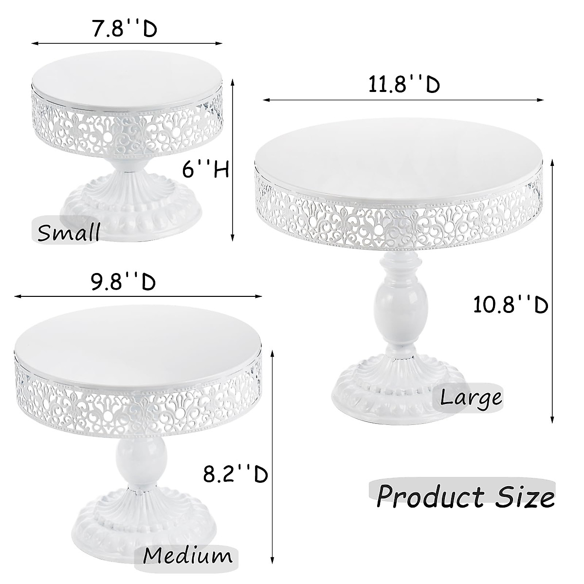 Lyellfe Set of 3 White Cake Stand, Metal Dessert Display Set, Decorative Cupcake Stand for Baby Shower, Birthday Party, Wedding, Afternoon Tea, Festival