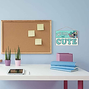 Open Road Brands Disney Lilo and Stitch Wall Art - Weird But Cute Hanging Wood Sign for Kids' Bedroom, Play Room or Movie Room