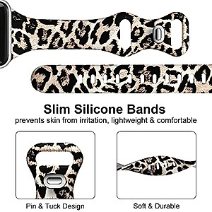 Witzon Slim Bands Compatible with Apple Watch Band 40mm 38mm 41mm for Women, Fadeless Floral Cute Printed Silicone Sport Replacement Wristbands for Apple iWatch Series 8 7 6 5 4 3 SE, Cheetah Print