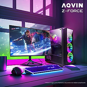 AQVIN Gaming PC Desktop Computer Tower PC with 27 Inch Gaming Monitor - Intel i7 Processor, 2TB SSD Storage 32GB DDR4 RAM, GTX 1650 4GB GDDR5, Gaming PC, Wi-Fi, Windows 10 Pro - (Renewed)