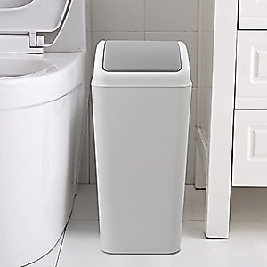 Kekow 4.5 Gallon Small Plastic Trash Can, Swing Lid Waste Can, Gray