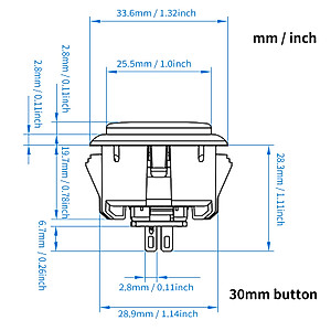 qanba Gravity KS Mechanical Shafts Silent Pushbutton 30mm Snap-In (Boxed (Clear Red D06(8 pcs)