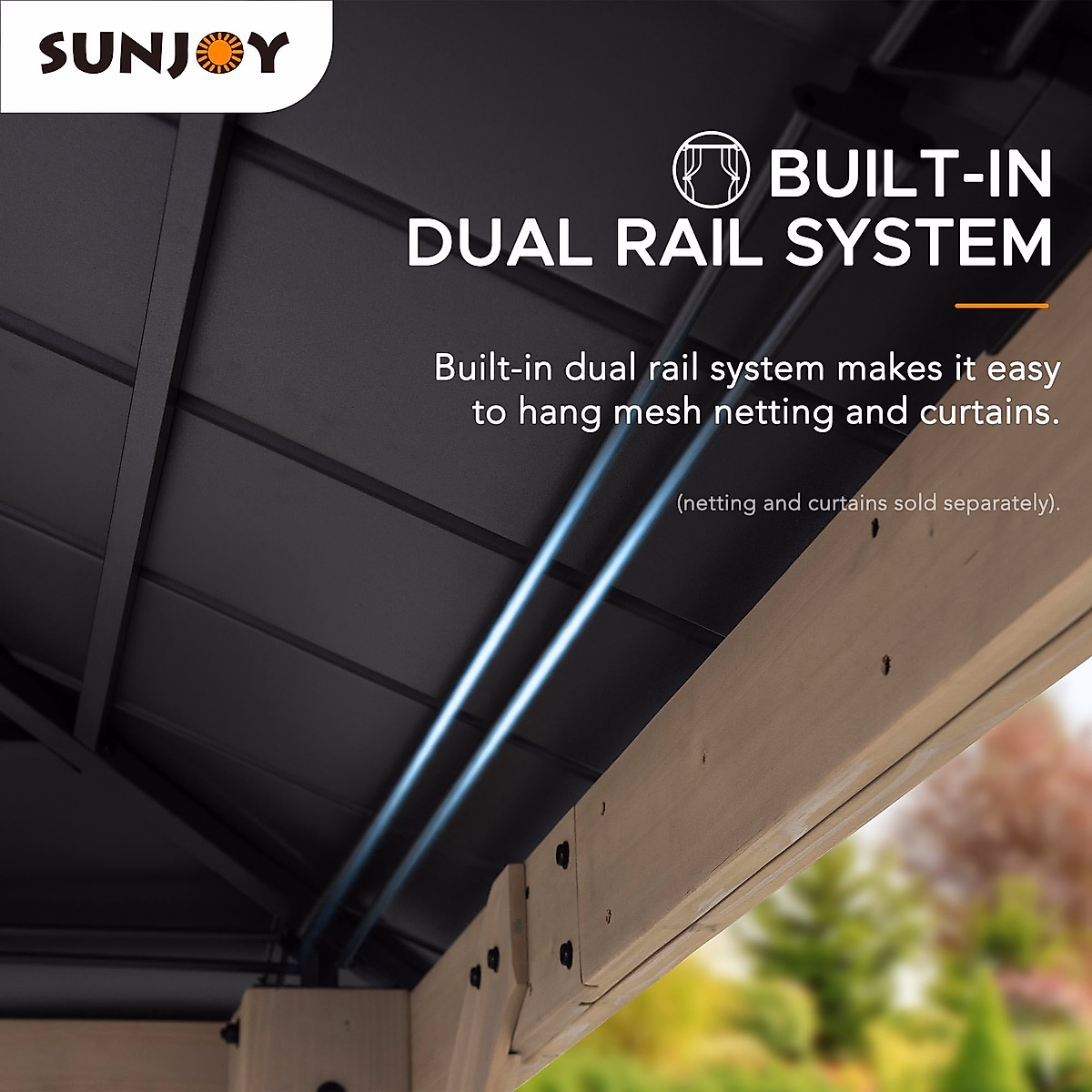 Sunjoy 11 x 11 ft. Hardtop Gazebo Cedar Wood Framed Hot Tub Gazebo with Steel and Polycarbonate Hardtop and bar Shelf, Matte Black by SummerCove