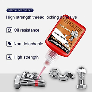 Guoelephant 15ML Red Threadlocker Universal Metal Glue High Strength Anaerobic Curing Sealant Heavy Duty Screw Glue Repair.