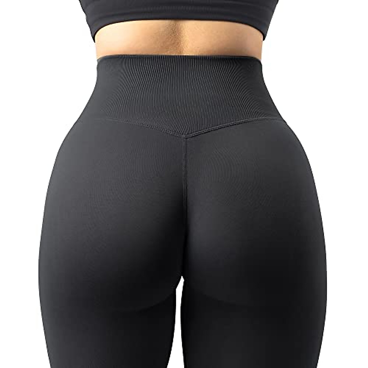 MOSHENGQI Seamless Workout Leggings for Women Butt Lifting High Waisted Tummy Control Yoga Pants(M,00-Solid Black)