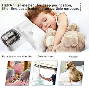 Bed Vacuum Cleaner, Handheld UV Mattress Vacuum with HEPA Filter, Effectively Clean Up for Pillows, Sheets, Mattresses, Sofas, Plush Toys and Other Fabric Surfaces