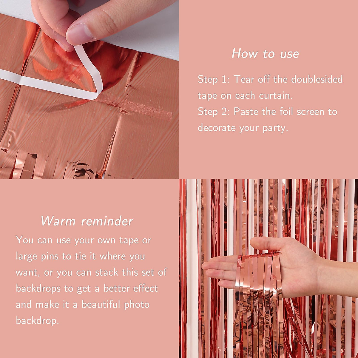 RUBFAC 50th Birthday Decorations for Women, Rose Gold 50 Birthday Party Decoration for Her, Happy 50th Birthday Banner,Fringe Curtain, Sash, Cake Topper And Number Balloon