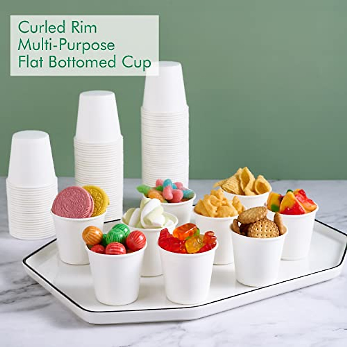 TV TOPVALUE 200 Count - 3 oz Small Paper Cups, Disposable Mouthwash Cups, Mini Paper Cups for Parties and Events