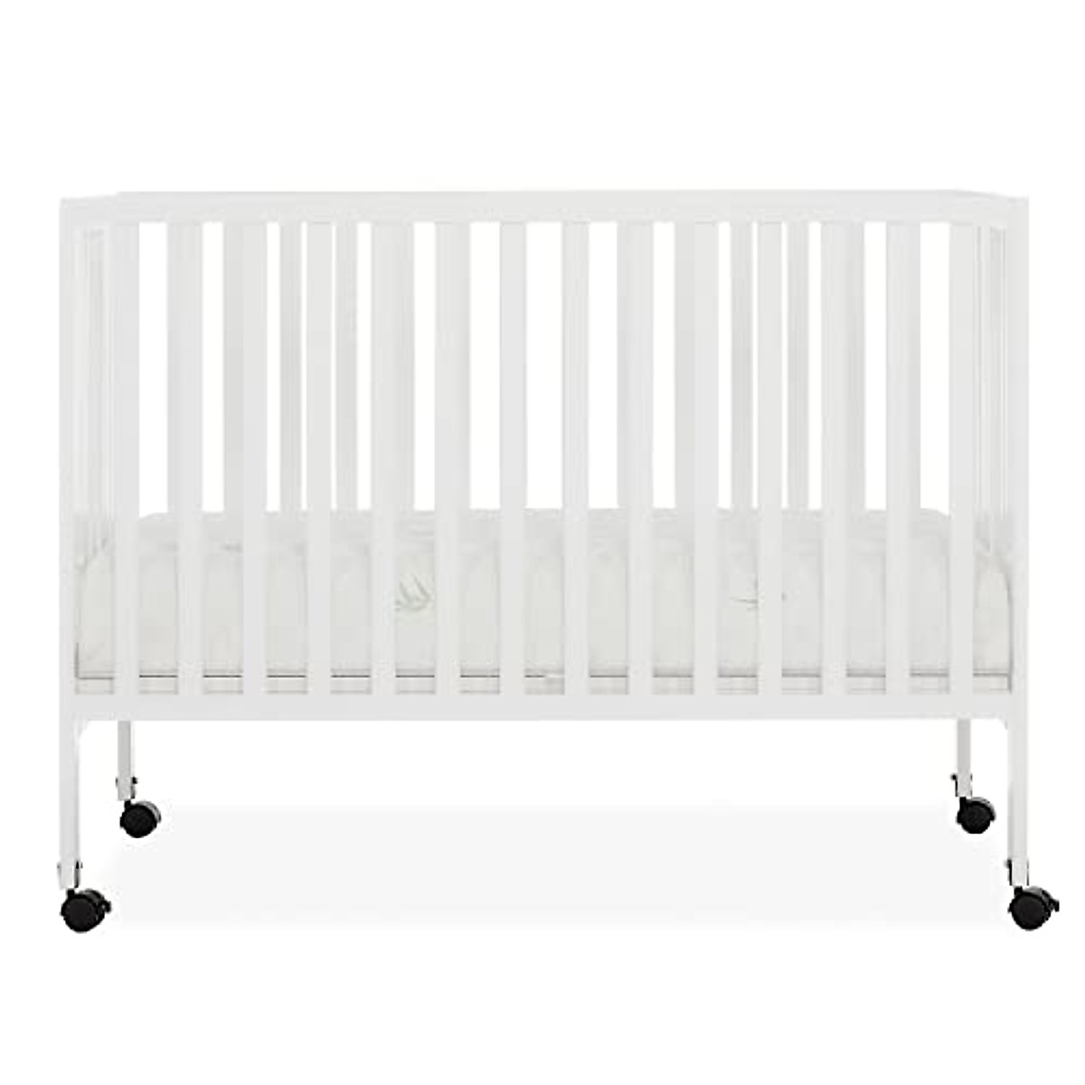Dream On Me Quinn Full-Size Folding Crib In White, Removeable Wheels, Modern Nursey, Adjustable Mattress Support, Portable Crib, Patented Folding System