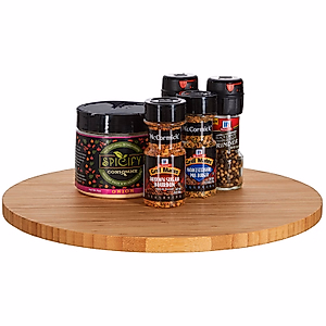 Home Intuition 13.5-inch Round Bamboo Lazy Susan Turntable Organizer, Spice Rack Cabinet Organizer for Kitchen Pantry, Shelf, Counter, Table and More