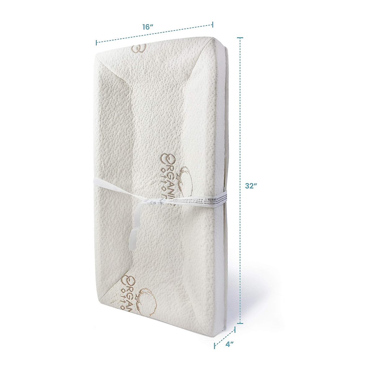 LA Baby 4-Sided Diaper Changing Pad, 32" with 100% Organic Cotton Top Layer on Waterproof Cover - Made in USA. Non-Skid Bottom, Safety Strap, Fits All Standard Changing Tables/Dresser Tops