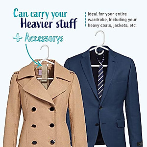 USA Made Heavy Duty White Plastic Hangers Pack of 24 Clothes Hangers with Hook for Scarves, Belts, Straps - Clothing, Suit, and Coat Hangers for Everyday Use