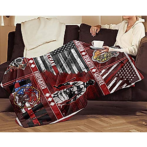 VTH GLOBAL Personalized Custom Name Unit Number Volunteer Firefighter Thin Red Line Redline Fireman American Flag Fleece Sherpa Throw Christmas Birthday Blanket Twin Queen Size Tapestry Wall Hanging