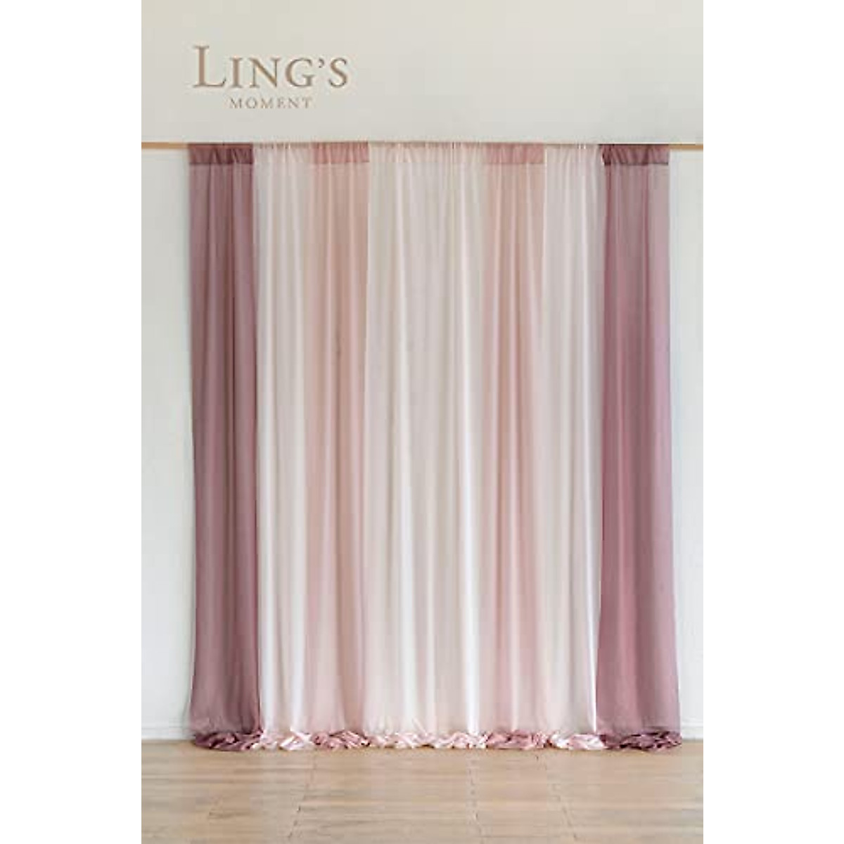 Ling's Moment Ribbon Backdrop Curtains 50% Transparency 10ft x 10ft Chiffon Like Fabric for Wedding Arch Ceremony Reception Decoration - Chic Dusty Rose