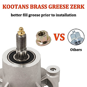 KOOTANS Mower Spindle Assembly for AYP 174356 174358 Husqvarna 532174356 587125201 532174358 Z246 GTH2548 GT2248 GTH2248 YTH1848XP YTH2448 YTH2748, Fits AYP 48" Decks 2002 & Newer (with Bolts, Zerk)