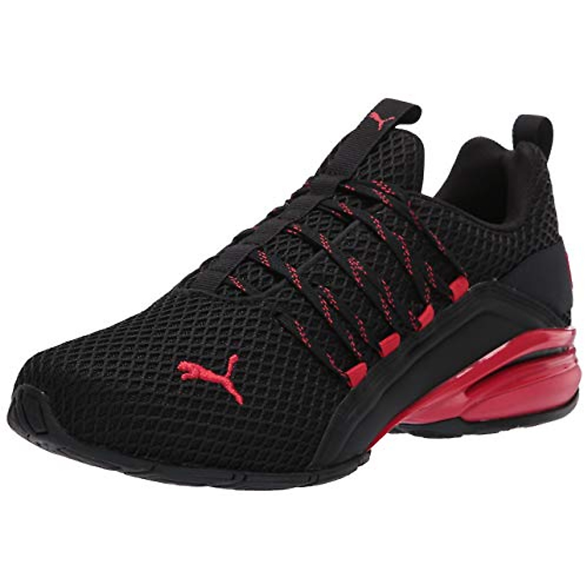PUMA Mens Axelion Cross Trainer, SPARK PUMA Mens Black-High Risk Red, 10.5