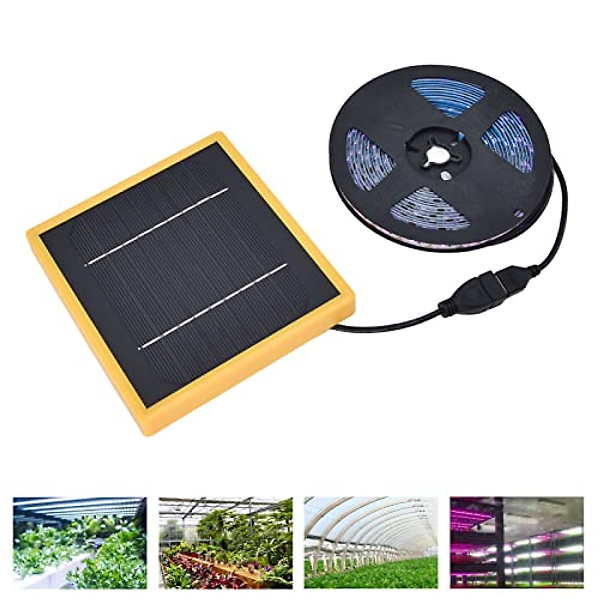 Septpenta Solar Plant Grow Light,Promote Growth,LED High Luminous Flux 5W 5V Solar Grow Light Strip for Gardening, Home Balcony Seeding, Breeding, Greenhouse and Bonsai(0.5M)