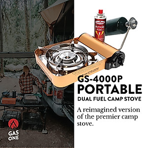Gas ONE GS-4000P - Camp Stove - Premium Propane or Butane Stove with Convenient Carrying Case - Patent Pending - Great for Camp Stove and Portable Butane Stove for All Cooking Application