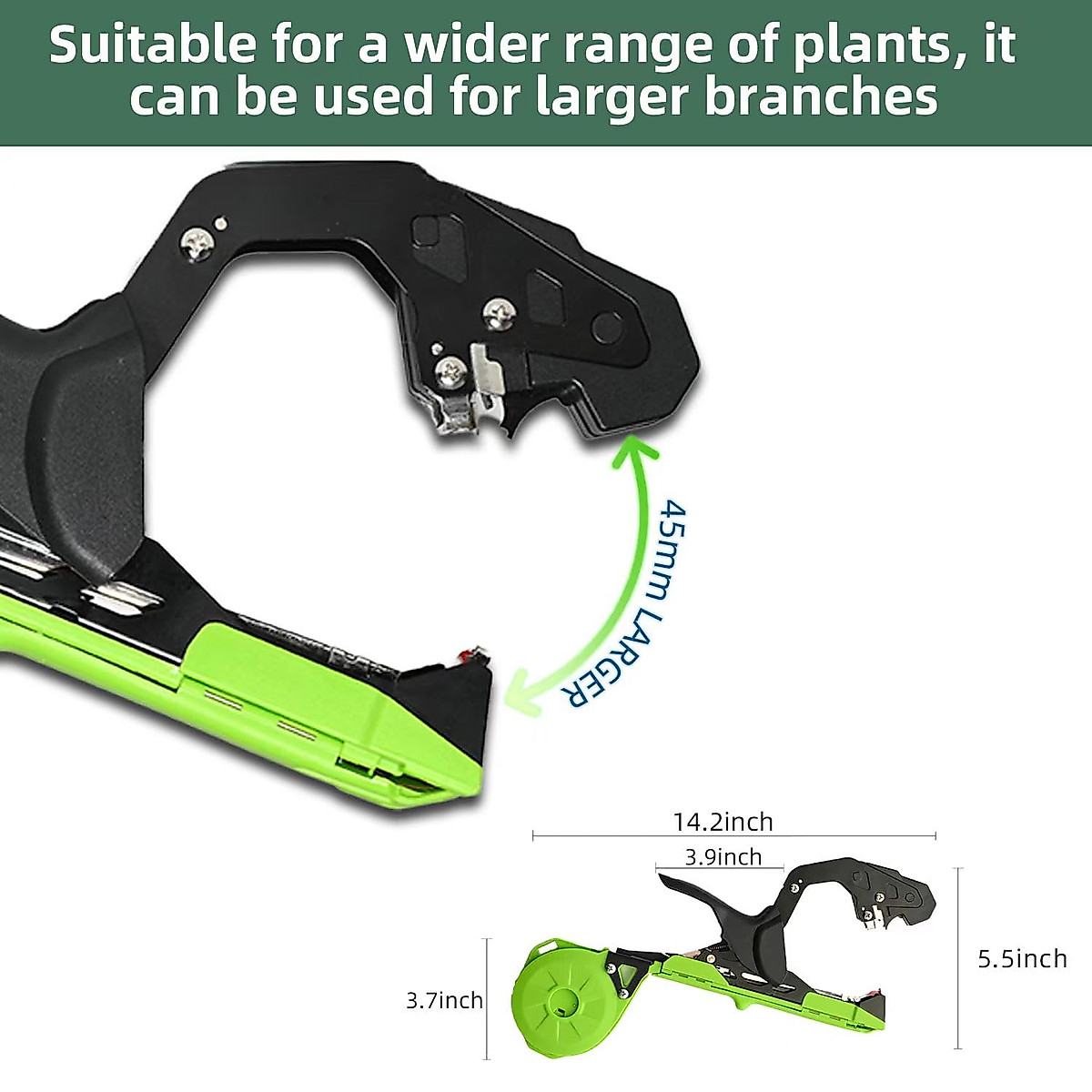 Suca Plant Tying Machine, Lightweight Plant Tying Tape Tool to Tie Up Vine Quickly, Plant Tie Tapener Gun with Tapes and Staples Green