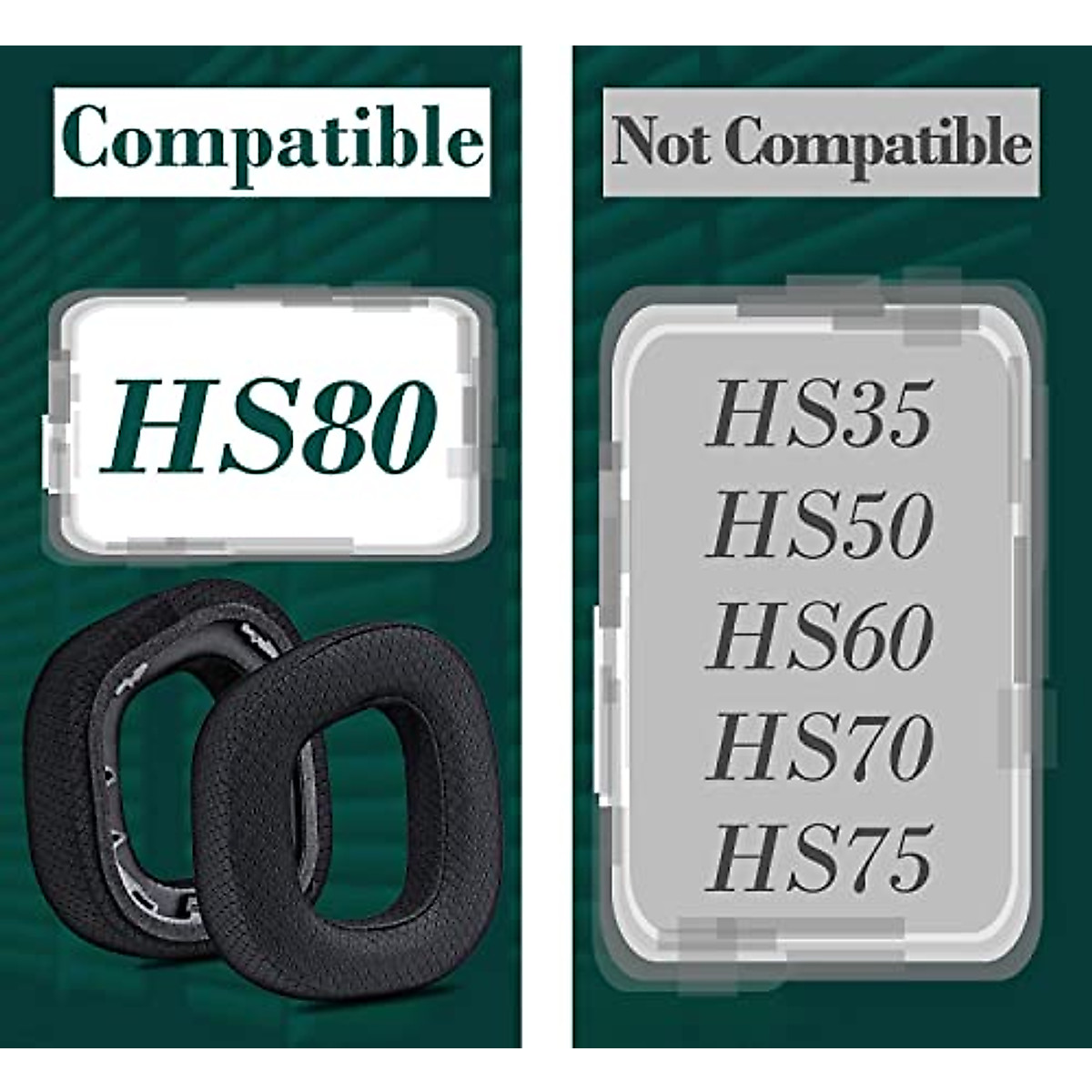 ZIXUANCUSHION HS80 Ear Pads Compatible with HS80 RGB Headset - HS80 Ear Cups/1.18 Inches Thick/Memory Foam Ear Cushions (Mesh Fabric)