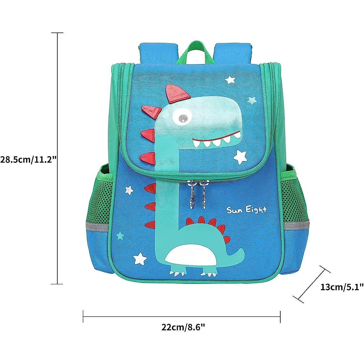 DNSHAN Toddler Backpacks for Boys, 11 Inch Ultra-light Preschool Bookbag for Little Kids, 1-4 Years Old, Dinosaur