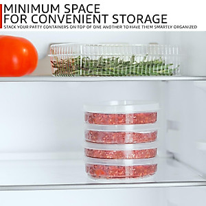 Miles Kimball Hamburger Press Patty Maker - 4 in1 Burger Mold Patty Press, 4 Storage Containers, 100 Patty Papers - Essential Hamburger Patty Maker Tool for BBQ - Burger Shaper for Meat Veggie Patties