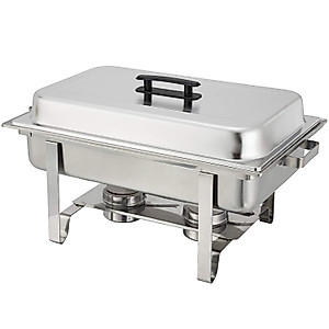 TigerChef Chafing Dish Buffet Set - Chaffing Dishes Stainless Steel - 2 Sets of Chafers and Buffet Warmer Sets: 4 Chafing Gels, 2 Slotted Spoons and Foldable Frame - Food Warmers for Parties Buffets