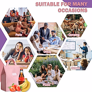 Soznveg Insulated Lunch Bag, Reusable Lunch Bag for Women Men, Small Lunch Bag Cooler Lunch Box, Insulated Bag Lunch Tote for Work Office Travel Picnic, Pink