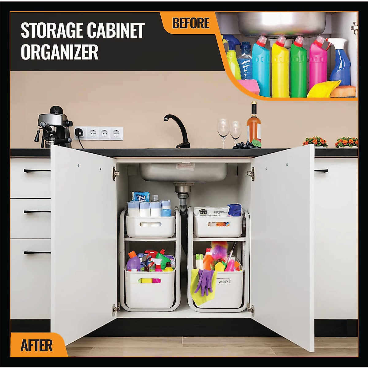 Soft Organizer Kitchen organization,cabinet organizer storage Drawer - Under Sink Organizer, For Bathroom Shelf Space Rack, Multifunctional Storage
