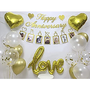Anniversary Decorations Party Supplies Kit Set of Happy Anniversary Banner , Photo Banner and Anniversary theme Balloons for Wedding Anniversary Party decor