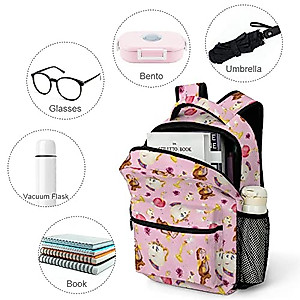1itt1eHub Laptop Backpack Cartoon Boys Girls 17 Inch Large Capacity Bookbag Durable Daypack Bookbags Lightweight Portable Travel Bag for School College Outdoor Sports Pink