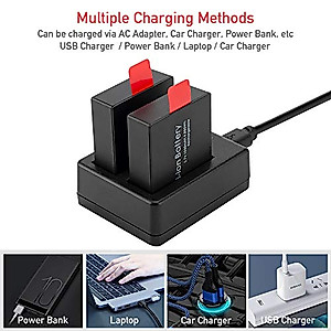 Action Camera Battery Pack, 1350mAh Rechargeable Battery(3-Pack) with USB Dual Charger for Sports Camera, Compatible with AKASO EK7000/CAMPARK/CROSSTOUR/APEMAN and More