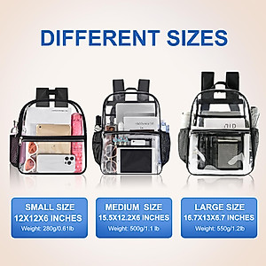 USPECLARE Clear Small Backpack Stadium Approved, Water proof Transparent Backpack for Work & Sport Event… (black)…