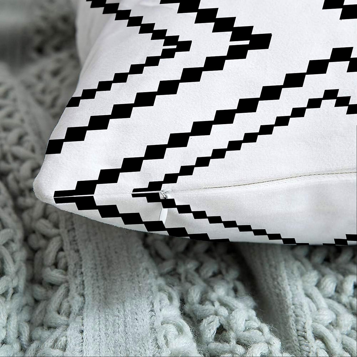 Yaofavo Set of 2 Black Pillow Covers, Boho Aztec Polyester Blend Square Decorative Throw Pillow Covers for Sofa Couch Bed Decor, 2 Pack of Pillowcase ONLY(20x20 Inches, Boho White More)