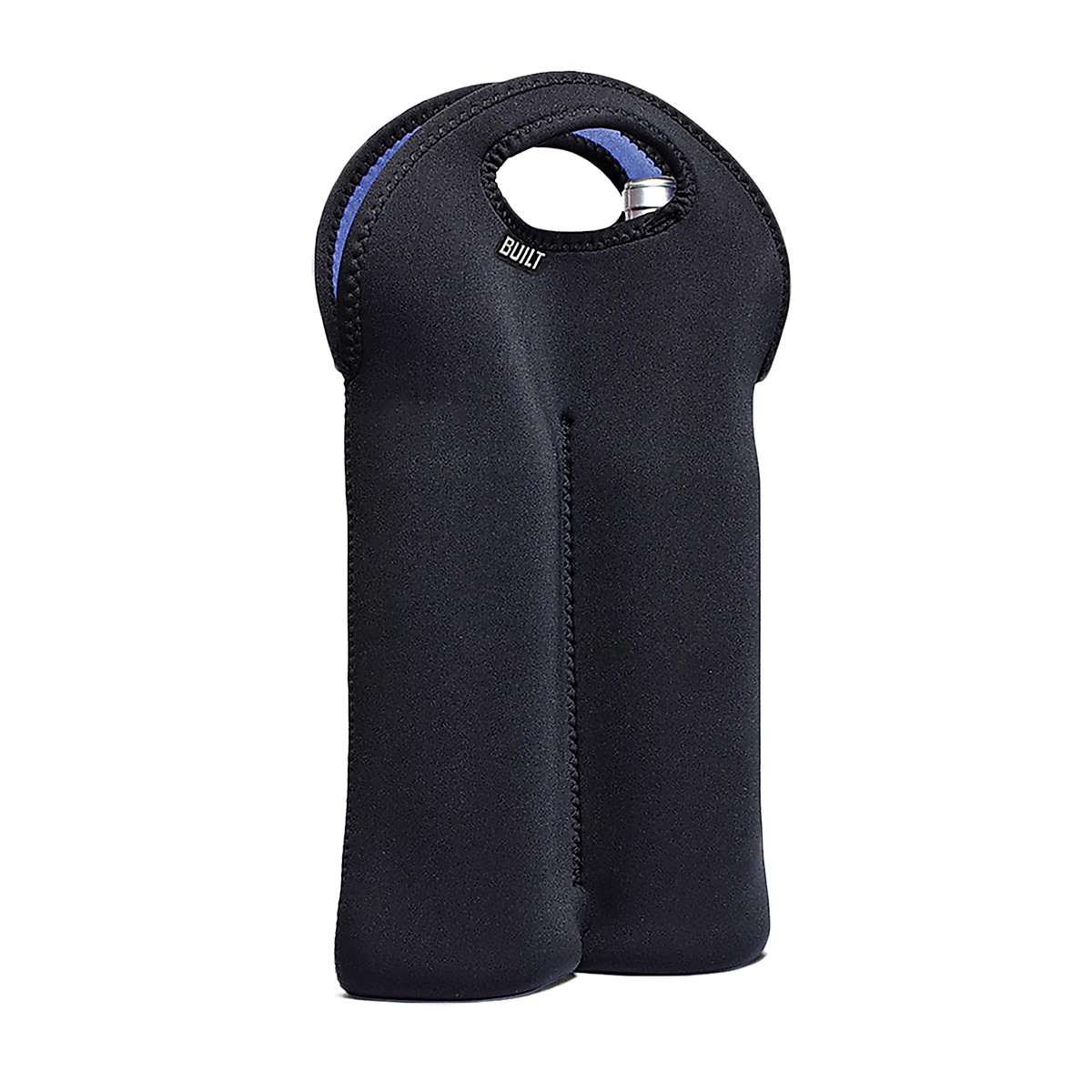 BUILT 2-Bottle Stain Resistant Neoprene Wine/Water Bottle Carry Tote, Black
