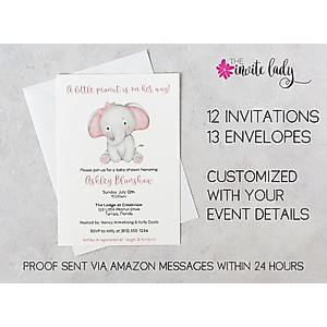 The Invite Lady Little Peanut Baby Shower Invites Customizable Girl Elephant Invitations (12 count)