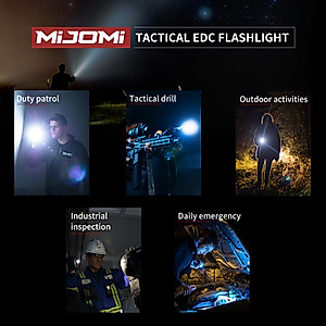 MIJOMI J81 Tactical Flashlight with Holster Rechargeable, 1300 Lumen Super Bright IP68 Waterproof Dual Button Flashlight for Tactical Games Outdoor