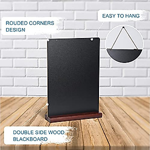 11.7x16.5 Inch Tabletop Chalkboard with Wood Base, Menu Chalkboard Stand, Message Board, Bar and Special Event Decorations, Hanging Double-Sided Chalkboard Sign for DIY Home Decoration-Walnut