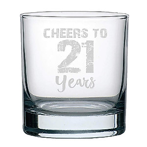 Veracco Cheers To 21 Years Twenty First Birthday Gifts Whiskey Glass Funny For Someone Who Loves Drinking 21 Years Bachelor Party Favors (Clear, Glass)