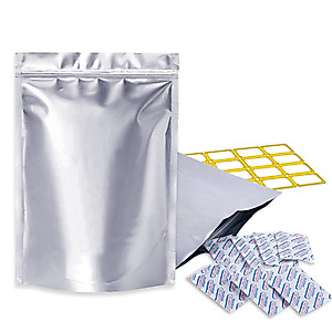 100 pcs Mylar Bags 1 Gallon Smell Proof 10 Mil Thick with Oxygen Absorbers 500CC, Resealable, Food Grade, Leak Proof, Air-Tight- USA Co.