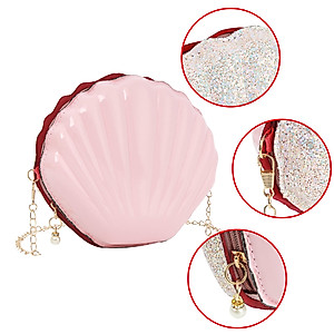 Felice Ann Women Mini Glitter Sequins Seashell Cross-body Bag Chain Strap Shoulder Bag Evening Clutch Handbag