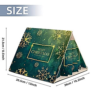 Y-DSIWX Guinea Pig Hideout House Bed, Golden Christmas Snowflakes Green Background Rabbit Cave, Squirrel Chinchilla Hamster Hedgehog Nest Cage