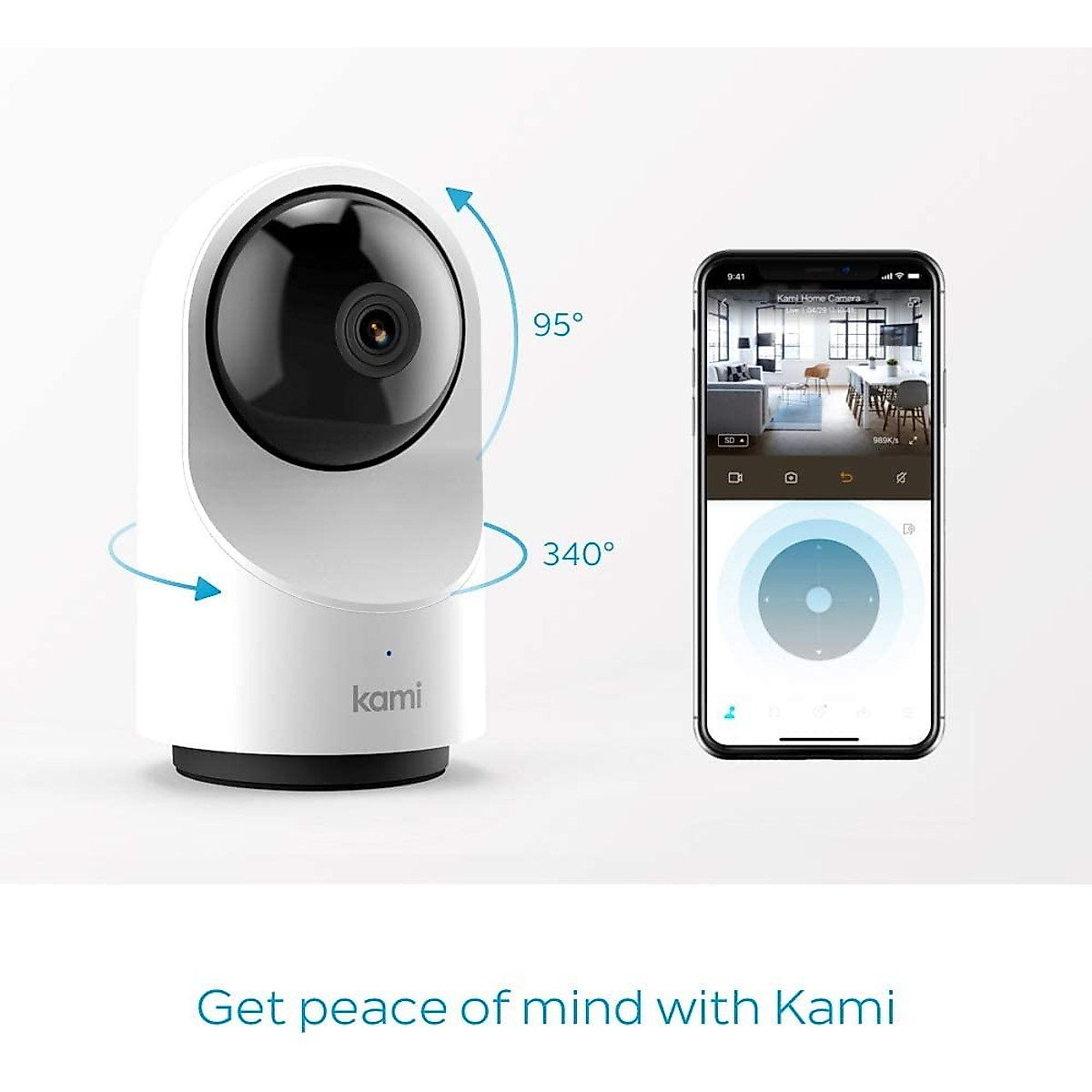 Kami Home Security Camera System 1080P HD Indoor Smart Cam, Motion-Activated with 2.4G/5G Dual-Band Wi-Fi, YI Home APP - Compatible with Alexa and Google Assistant