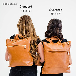 modern+chic Reese Trendy Backpack, Women's Vegan Leather Spacious Travel Bag, 12" W x 15" H or 15" W x 17" H