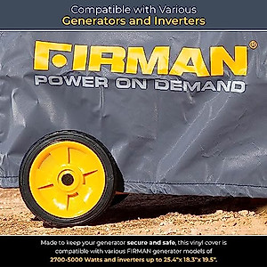 FIRMAN 1002 Portable Generator and Inverter Cover, Double-Insulted Generator Cover, Fits 2700-5000 Watt Generators and Inverters up to 25.4" X 18.3" X 19.5", Cover Measures‎ 11.4" x 6.9" x 3.9", Medium