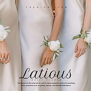 Latious Wedding Bride Wrist Corsage Red Bridal Rose Wrist Flower Bridesmaids Hand Floral Decor Flowergirl Prom Party Accessories for Women and Girls (Red)