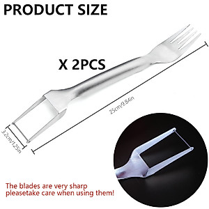 2PCS 2-in-1 Watermelon Fork Slicer, 2023 New Summer Watermelon Fruit Cutting Fork, Dual Head Stainless Steel Fruit Forks Slicer Knife for Family Parties Camping