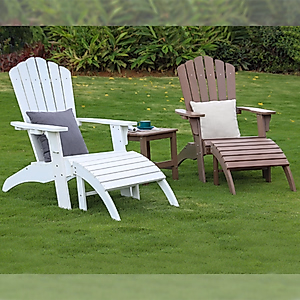 Psilvam Adirondack Chair, Oversized Poly Lumber Fire Pit Chair with Cup Holder, 350Lbs Support Patio Chairs for Garden, Weather Resistant Adirondack Chair Looks Like Real Wood (2, Brown)