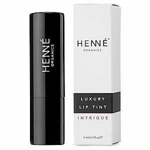Henné Organics Luxury Lip Tint - Moisturizing, Sheer Natural Color - Intrigue (Brick Red)